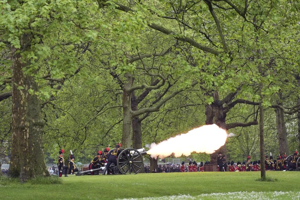 King Charles III's coronation anniversary is marked by ceremonial gun ...