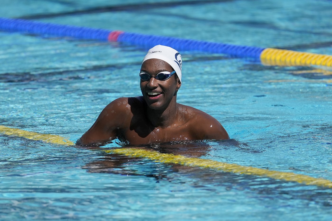 Sudanese Olympic backstroker Ziyad Saleem of Cal looks to leave his ...