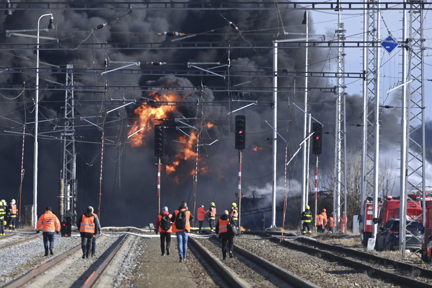Freight train derails in Czech Republic, causing major chemical fire