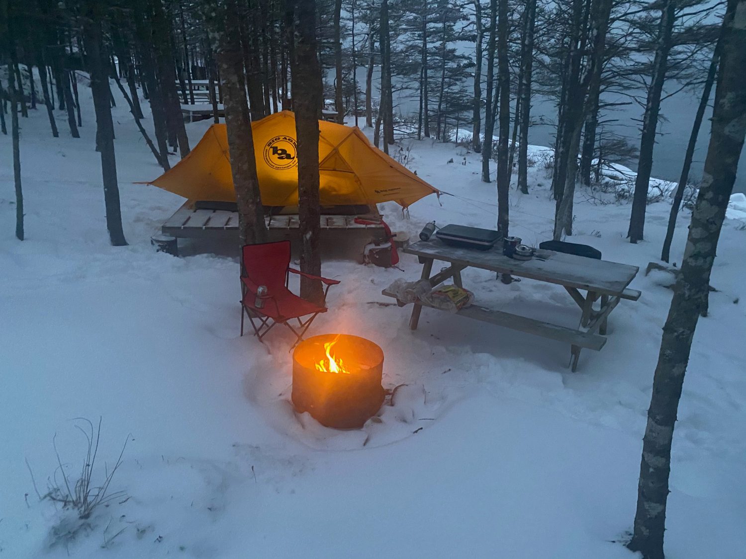 Getting cozy in the cold: Winter camping at Norse Cove